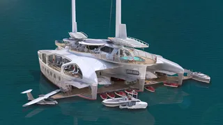 Steve Kozloff reveals 54m trimaran concept with semi-rigid sail system